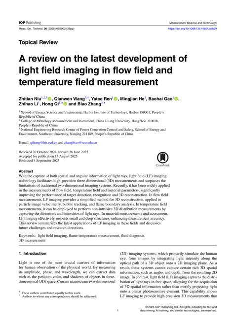 A Review On The Latest Development Of Light Field Imaging In Flow Field And Temperature Field
