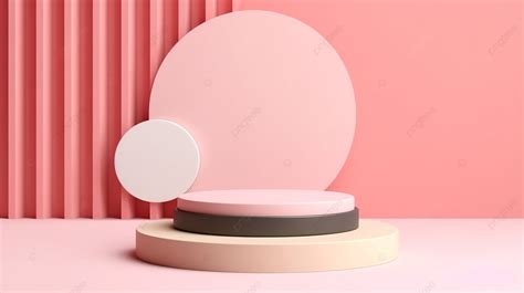 부드러운 파스텔 핑크색 배경을 가진 최소한의 연단 장면의 3d 렌더링 핑크 3d 핑크 제품 자연 연단 배경 일러스트 및