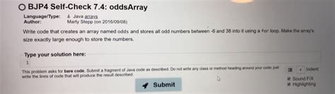 solved o bjp4 self check 7 4 oddsarray language type java