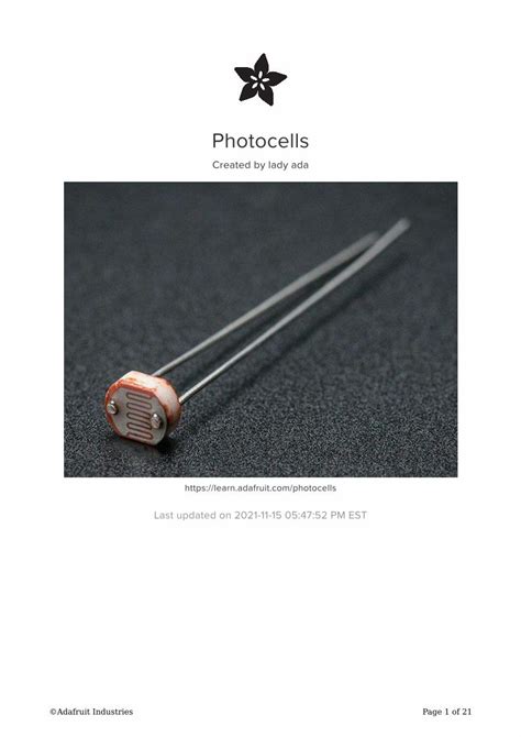 Pdf Photocells Adafruit Learning System Adafruit Industries