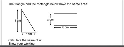 solved the triangle and the rectangle below have the same area