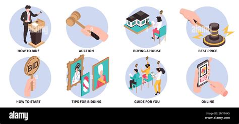 Auction Compositions Set With Competition And Art Symbols Isometric