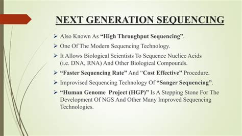 Next Generation Sequencing NGS PPTX Biological Sciences Science
