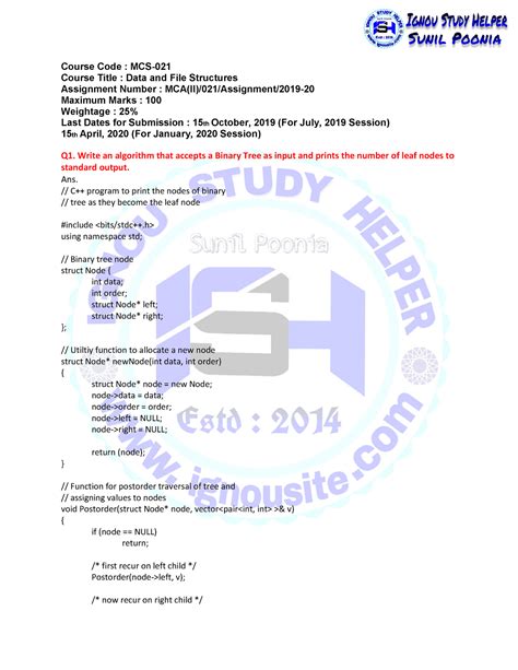 Mcs 012 Computer Organisation And Assembly Course Code Mcs Course