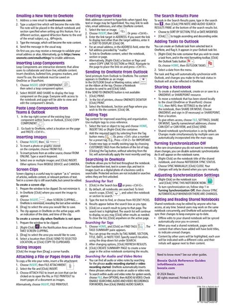 Onenote For Windows 10 Quick Reference Cheat Sheet Guide Beezix