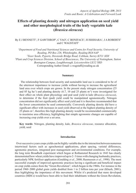 Pdf Effects Of Planting Density And Nitrogen Application On Seed Yield And Other Morphological