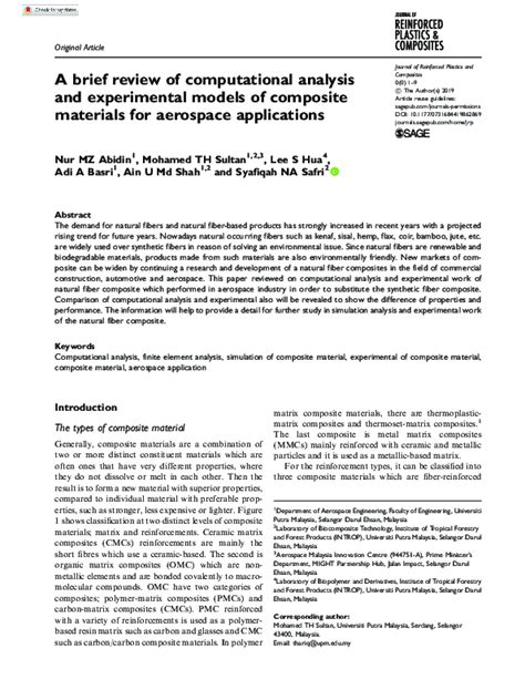 Pdf A Brief Review Of Computational Analysis And Experimental Models Of Composite Materials