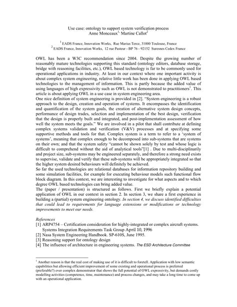 Pdf Use Case Ontology To Support System Verification Process