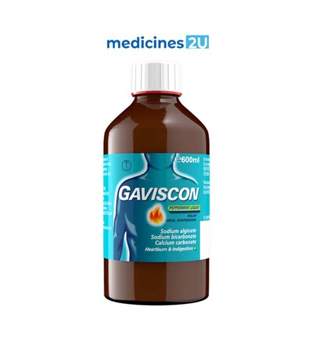 Gaviscon Peppermint Liquid Relief Heartburn Indigestion Oral Suspension