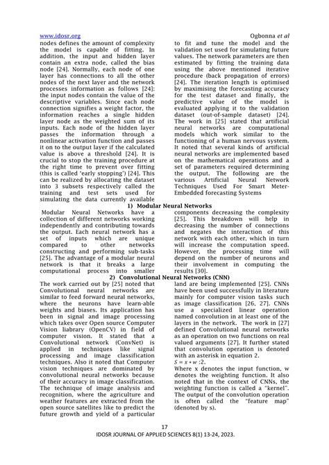 A Comprehensive Review Of Artificial Neural Network Techniques Used For Smart Meter Embedded