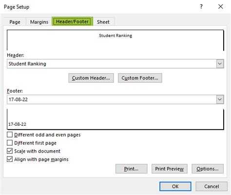 header and footer in excel how to add remove customize