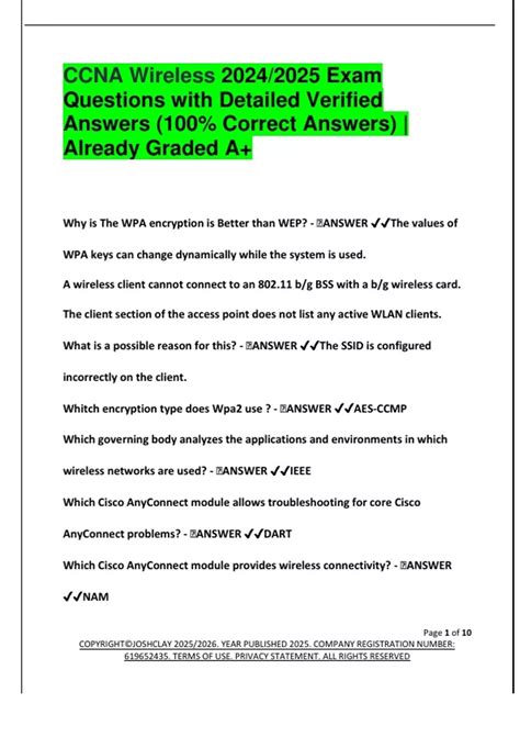 ccna wireless 2024 2025 exam questions with detailed verified answers