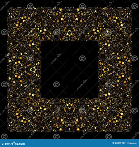 Square Gold Curl Vector Frame Stock Vector Illustration Of Pattern Molding 280359041