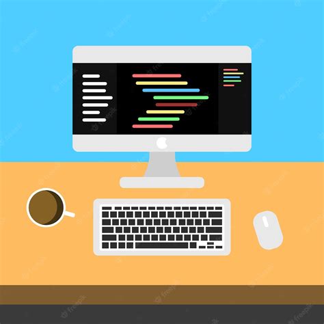 Premium Vector Programmers Workplace Illustration Premium Vecto