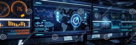 A Futuristic Computer Monitor Displaying An Abstract Network Monitoring