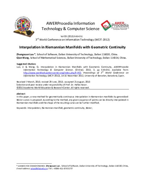 pdf interpolation in riemannian manifolds with geometric continuity