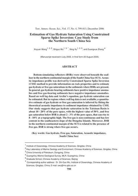 Pdf Estimation Of Gas Hydrate Saturation Using Constrained Sparse