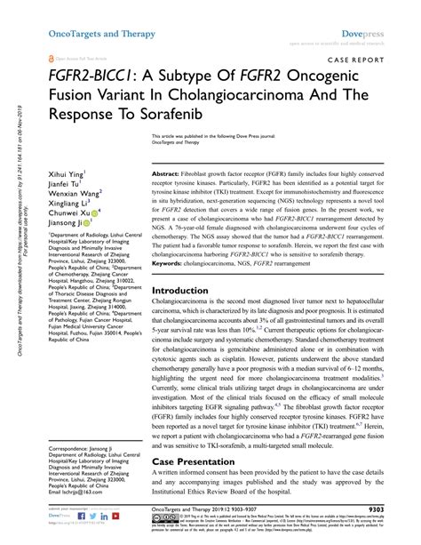 Pdf Fgfr2 Bicc1 A Subtype Of Fgfr2 Oncogenic Fusion Variant In Cholangiocarcinoma And The