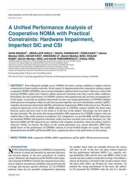 Pdf A Unified Performance Analysis Of Cooperative Noma With Practical