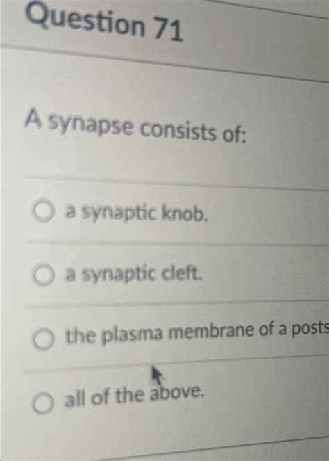 Solved Question A Synapse Consists Of Q A Synaptic Knob A Chegg