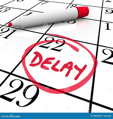 delay calendar schedule missed date appointment meeting pushed b stock illustration