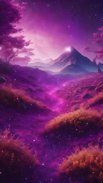 Premium Photo Abstract Purple Futuristic Landscape Of Particles And Dots Of Energetic Magic