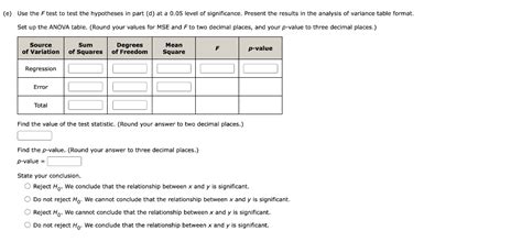 Use The F Test To Test The Hypotheses In Part D