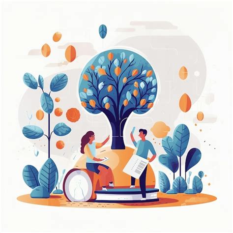 Premium Photo A Cartoon Of A Woman And A Man Are Talking To A Large Tree