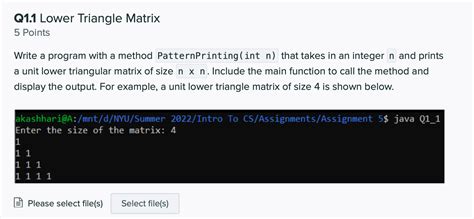 Solved Q11 Lower Triangle Matrix 5 Points Write A Program