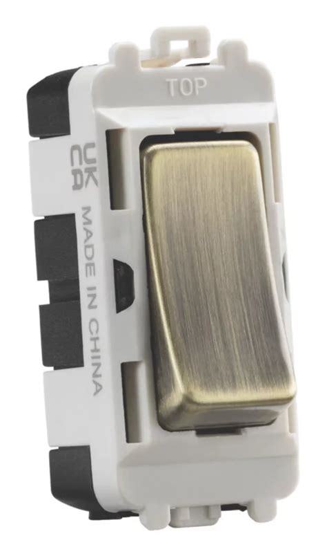 Knightsbridge 20ax Grid Sp Control Switch Antique Brass Screwfix