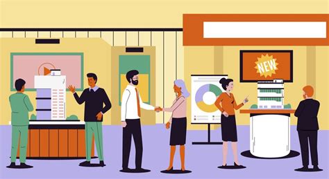 평면 디자인 무역 박람회 그림 무료 벡터