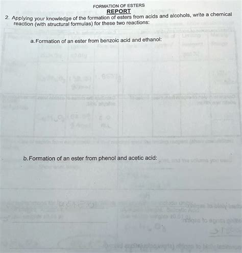 Solved Formation Of Esters Repori 2 Applying Your Knowledge Of The Formation 0f Esters From