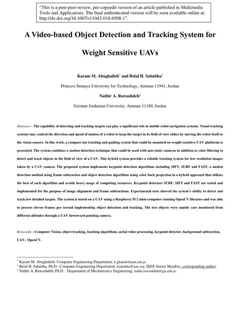 Pdf A Video Based Object Detection And Tracking System For Weight
