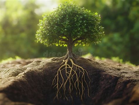 Tree With Deep Roots Showcasing Nature S Resilience And Strength Stock