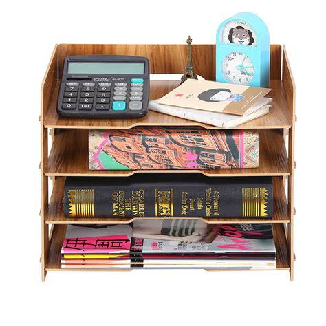 Bakeey File Rack Desktop Wooden File Rack Babe Book Stand Office Desk Storage Box Desktop