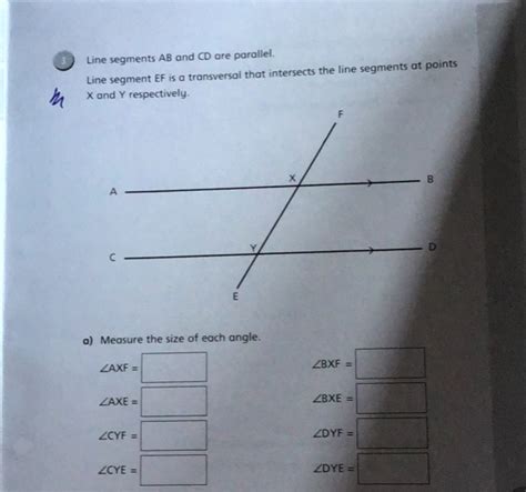 Solved Line Segments Ab And Cd Are Parallel Line Segment Ef Is A