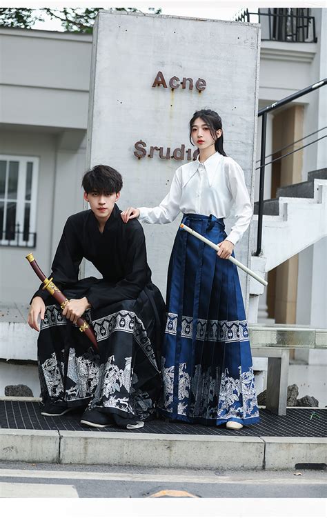 原创夏款马面裙男款汉服新中式马面裙套装日常通勤明制汉服女情侣 阿里巴巴
