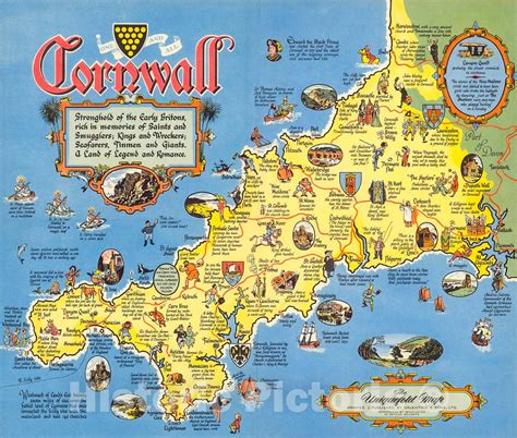 Historic Map Cornwall Stronghold Of The Early Britons 1955 Vi