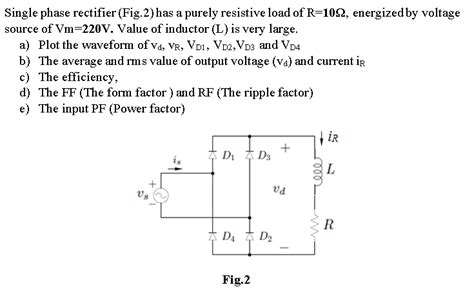 solved single phase rectifier fig 2 has a purely resistive