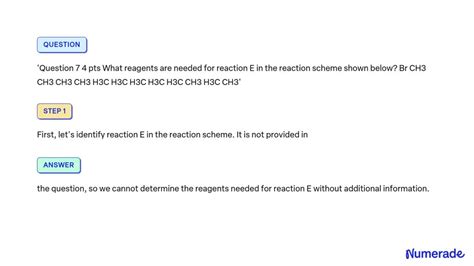 Solved Question 7 4 Pts What Reagents Are Needed For Reaction E In