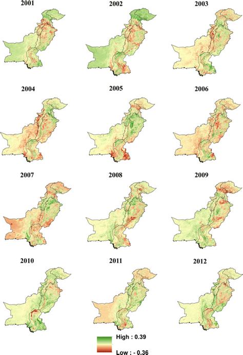 Spatial Distribution Of Ndvi Anomaly Values Derived From The Reference Download Scientific