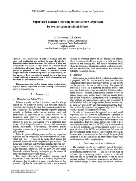 2017 Supervised Machine Learning Based Surface Inspection By
