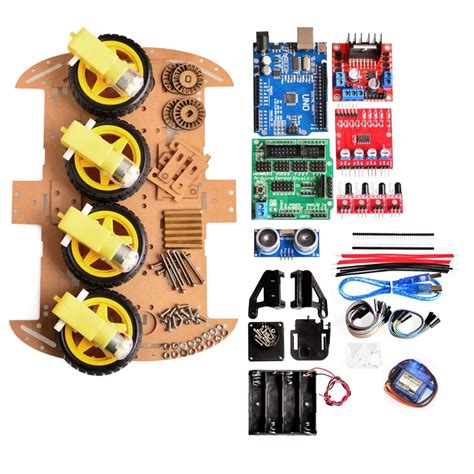 회피 추적 모터 스마트 로봇 자동차 섀시 키트 속도 인코더 배터리 상자 Arduino 키트용 4wd 초음파 모듈parts