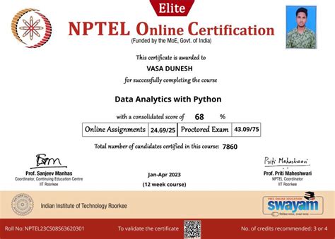 dataanalytics python certification nptel skilldevelopment vasa