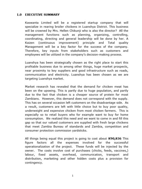 Broiler Chicken Farming Business Plan 2 Pdf Depreciation Swot