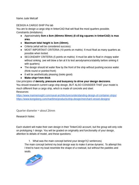Tinkercad Ship Pre Lab Pdf Computers