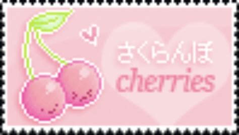 Kawaii Pink Cherries Stamp Deviantart With Japanese Hiragana