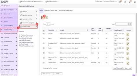 creating a dropdown custom field in document control scilife