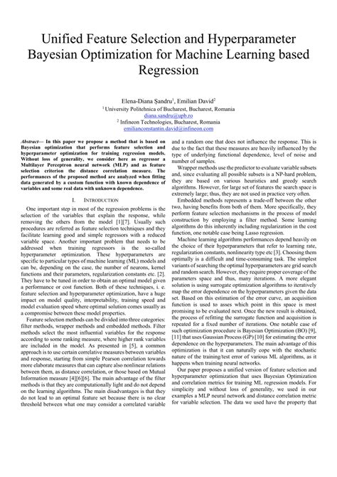PDF Unified Feature Selection And Hyperparameter Bayesian