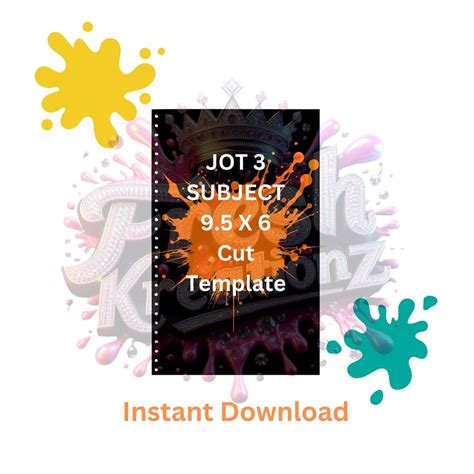 28 Hole 9 5 X 6 Jot 3 Subject Spiral Notebook Cover Template Cut File Etsy